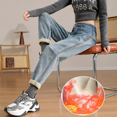 厚秋冬季棉弹哈伦裤长裤