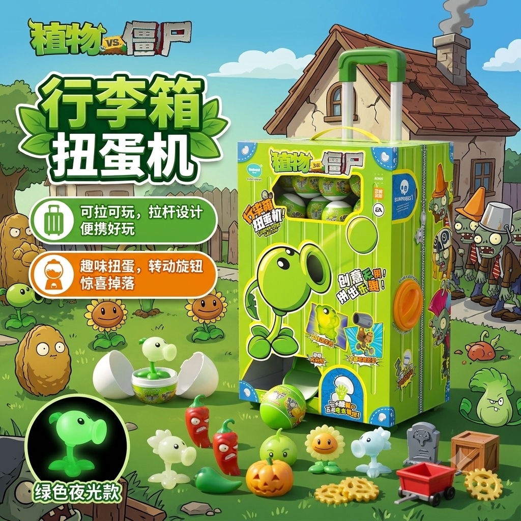 植物大战僵尸儿童扭蛋机小型抓娃娃机小型家用游艺机男孩玩具礼物