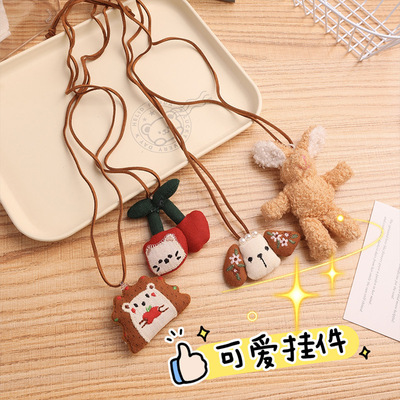 卡通毛绒立体儿童挂脖项链女布艺可爱童趣毛衣链挂饰配饰公仔挂件