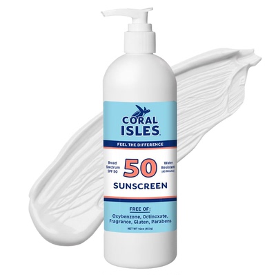 美国直邮Coral Isles Sunscreen SPF 50 防护防水无香料防晒霜