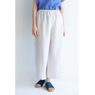 女士纯汉麻阔腿裤松紧带高腰抗菌