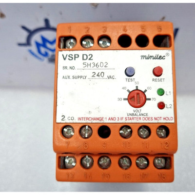 Minilec VSP D2 Phase Failure Relay Aux Supply 240VAC VSPD2