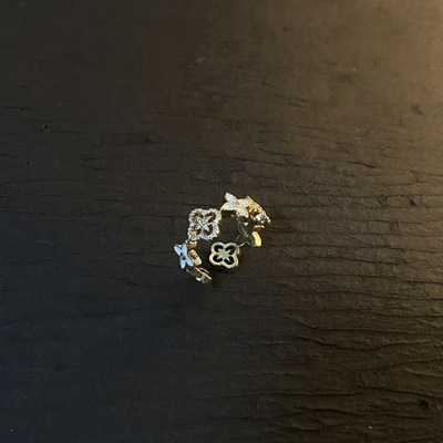 幸运四叶草戒指女ins小众轻奢指环可调节食指戒古着vintage戒指