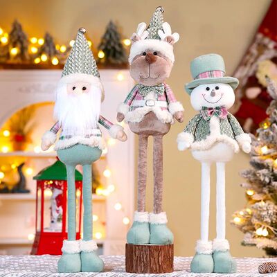 1pcs Christmas Telescopic Doll Decorations Green Fabric Old