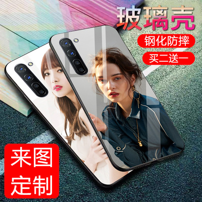 opporeno3定制手机壳男女新款5G玻璃镜面网红oppo手机套 RENO3外壳潮定制照片定制个性创意限量版防摔