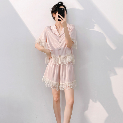 性感法式短袖短裤睡衣女两件套