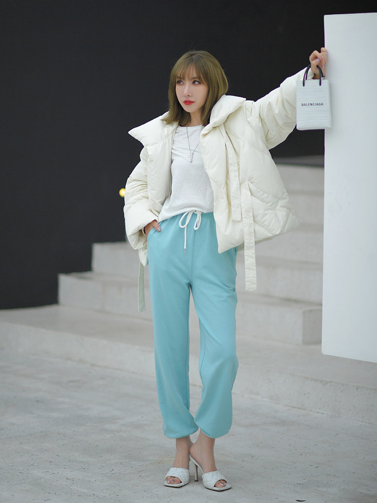 【forevercan 冬季新品】垂感运动长裤女宽松直筒束脚休闲裤