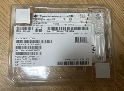 全新盒装 英特尔/Intel 960G SSD D3-S4510系列 SSDSC2KB960G801