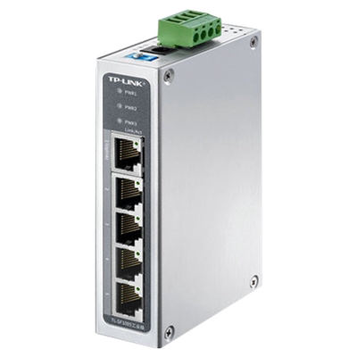 普联TP-LINK TL-SF1005工业级5/8/10/16/26口百兆/千兆poe供电网络交换机导轨式 耐高低温 12V24V48V光口上联