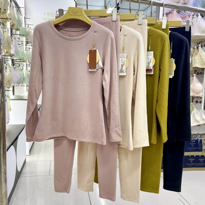 伊丽莎白秋冬舒肤驼绒圆领女士套装83932双面绒即热打底保暖内衣