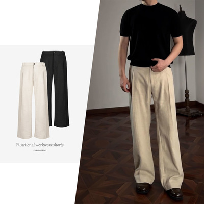 【长期主义】亚麻A字西裤立体打褶剪裁 全包边内里 新贵奢华长裤