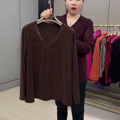 打底小衫长袖重工烫钻女百搭长袖