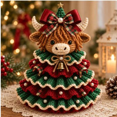 跨境新品Crochet Animal Christmas Tree DIY Kit 圣诞树钩针套装