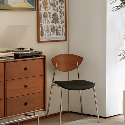 北欧复古简约餐椅家用小户型不锈钢餐桌椅休闲咖啡厅设计师靠背椅