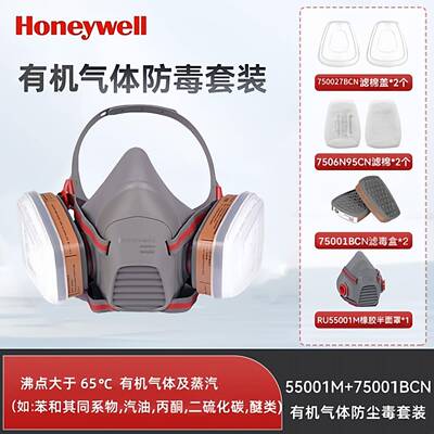霍尼韦尔防甲醛蒸汽综合卡口防毒面具套装55001 75SCBCN 75004BCN