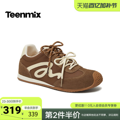 天美意2026春新款双鞋带百搭复古运动休闲潮流女德训鞋KG161AM6