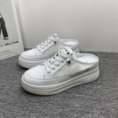 夏季真皮包头拖鞋女增高6CM