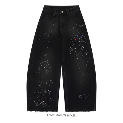 恍惚之间阔腿弯刀牛仔裤国潮牌