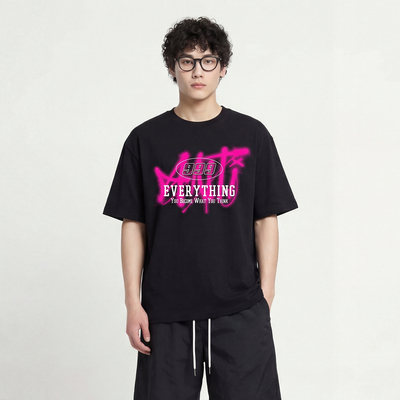 涂鸦印花短袖T恤重磅纯棉宽松