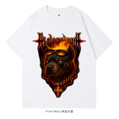 蛮震撼的动物印花宽松短袖T恤BF