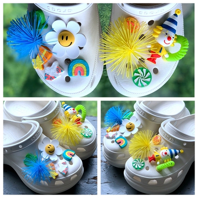 正品crocs新款小丑组合鞋花
