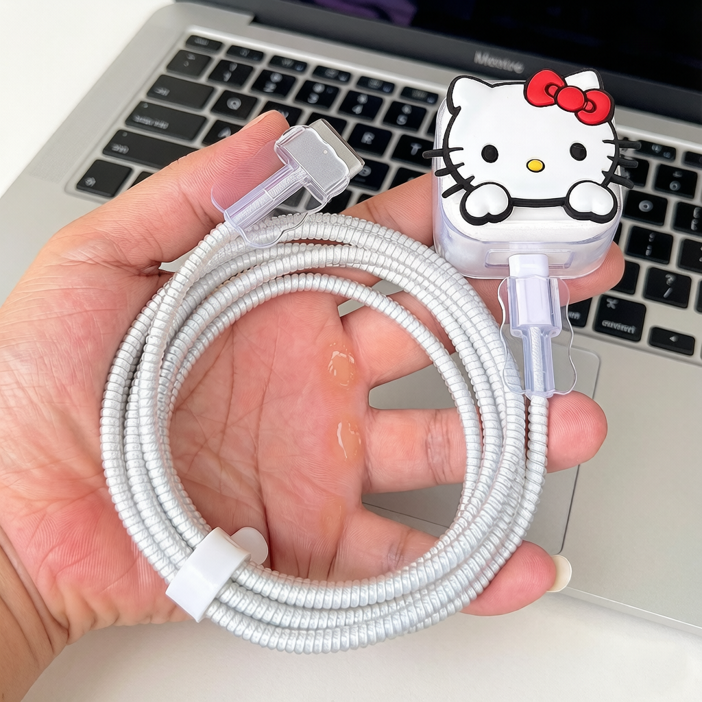 适用苹果MacBook Air 40W笔记本充电器壳70W数据线保护套35W绕绳