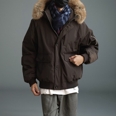 冬季大毛领工装派克服羽绒服