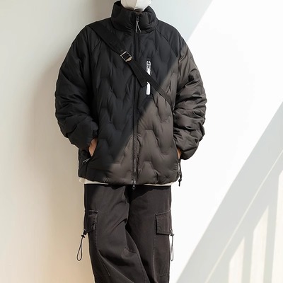 TAN7压印菱格立领羽绒服男女冬季新款复古防水保暖白鸭绒加厚外套