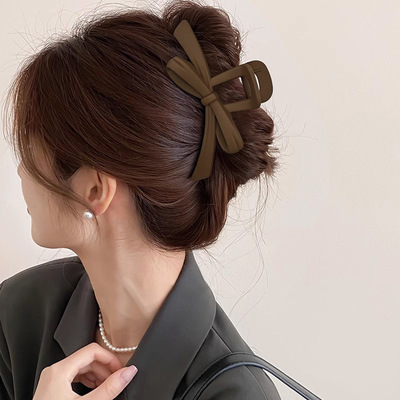 2026新款磨砂蝴蝶结飘带鲨鱼夹