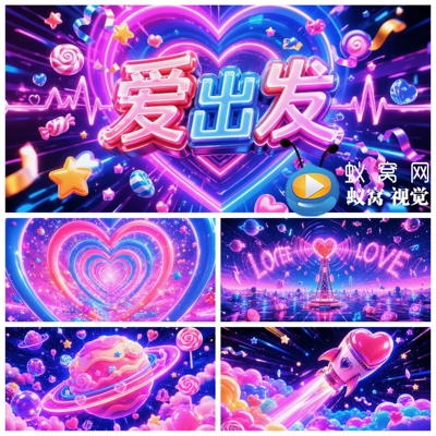 S7758《爱出发》青春活力可爱可动感炫酷舞美LED大屏背景视频素材