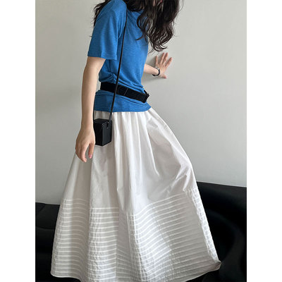 鹿西气质韩系立体压褶半身裙女早