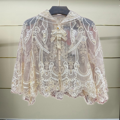 宁正品26夏绣花珠饰蕾丝开衫LF26X51SC219-260