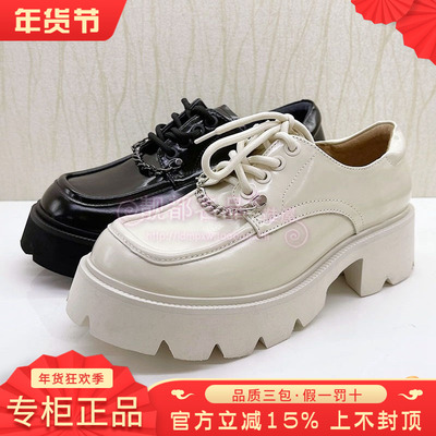 KISSCAT/接吻猫女鞋英伦粗跟