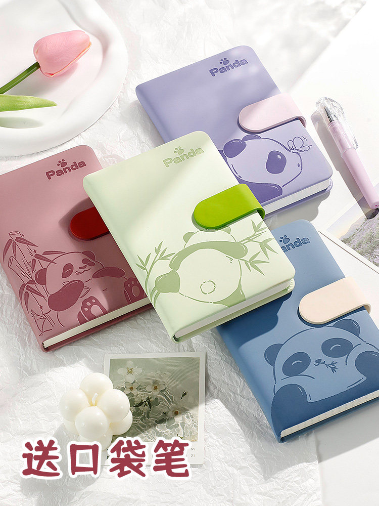 Panda Buckle Small Notebook Portable Flap Pocket pants Mini Notebooks ...