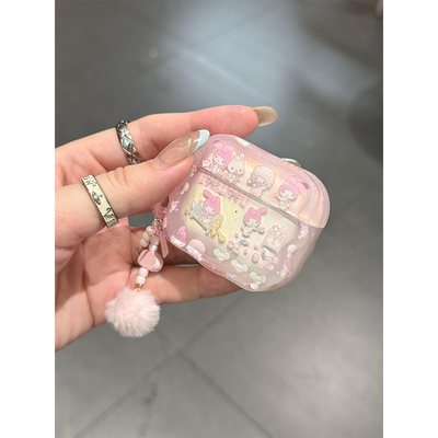 新款萌系可爱美乐蒂piano小羊适用苹果无线蓝牙AirPodsPro三代耳机壳AirPods4代女款1/2代硅胶3代防摔Pro3代