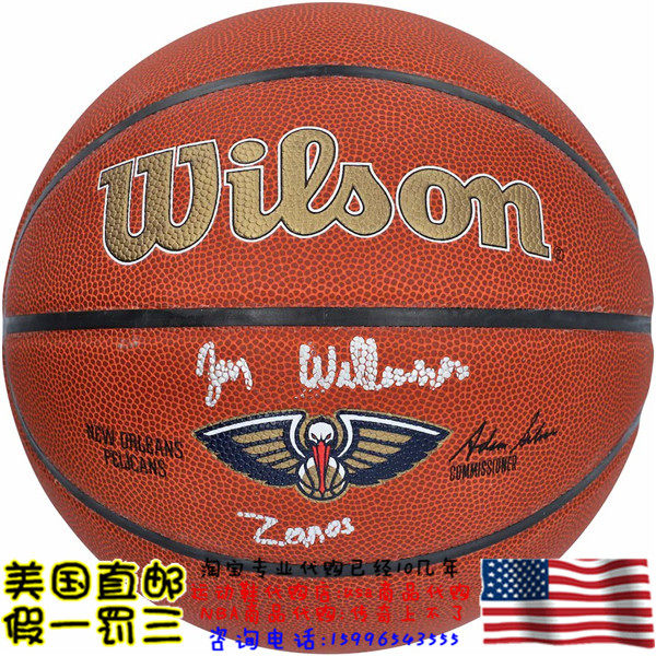 美国代购鹈鹕队锡安威廉森亲笔签名威尔胜篮球 Fanatics认证_虎窝淘