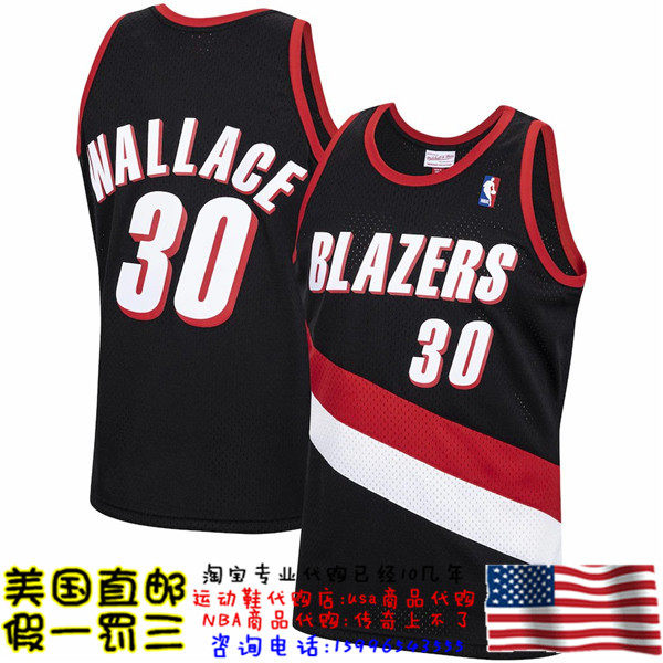 美国直邮开拓者 mitchellness Swingman球迷版00赛季球衣-华莱士_虎窝淘