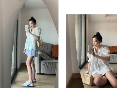 短袖棉麻衬衫抽褶通勤甜美单排扣