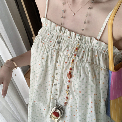 komorebis 嫩绿色小波点蓬蓬吊带短裙上衣