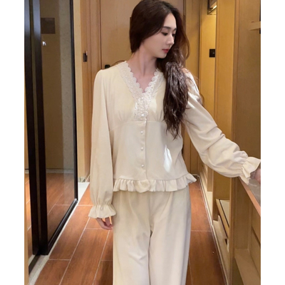 亲肤海岛绒保暖睡衣女士家居服冬