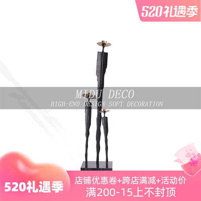 简金现代约属创人戴帽意物工艺品摆件样板房间售楼处客厅软装饰品