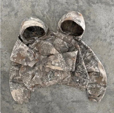 UNZEOT美式复古卫衣男shi宽松小众拉链连帽卫衣外穿痞帅上衣