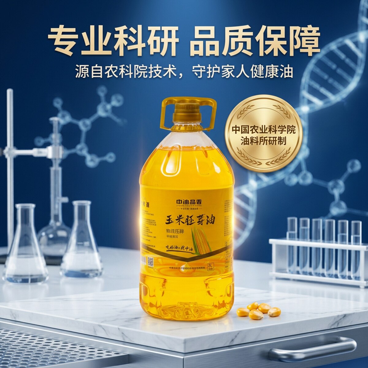 农科源 中油品香物理压榨玉米胚芽油5L 中国农科院油料所研制