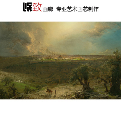 从橄榄山眺望耶路撒冷风景油画