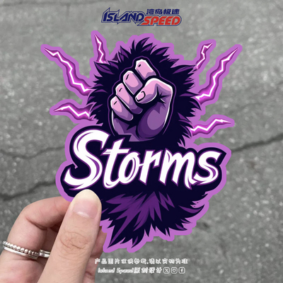 紫色闪电Storms游戏汽车贴纸个性潮牌划痕遮盖车身头盔装饰贴