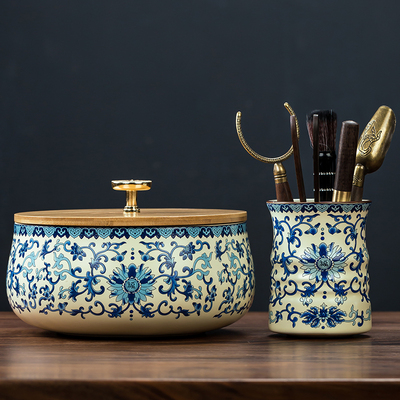 特大号汝窑青花瓷高端茶洗复古