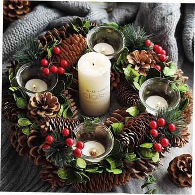 Pinecone Christmas Advent Wreath Candle Holder Gift 耶诞烛台