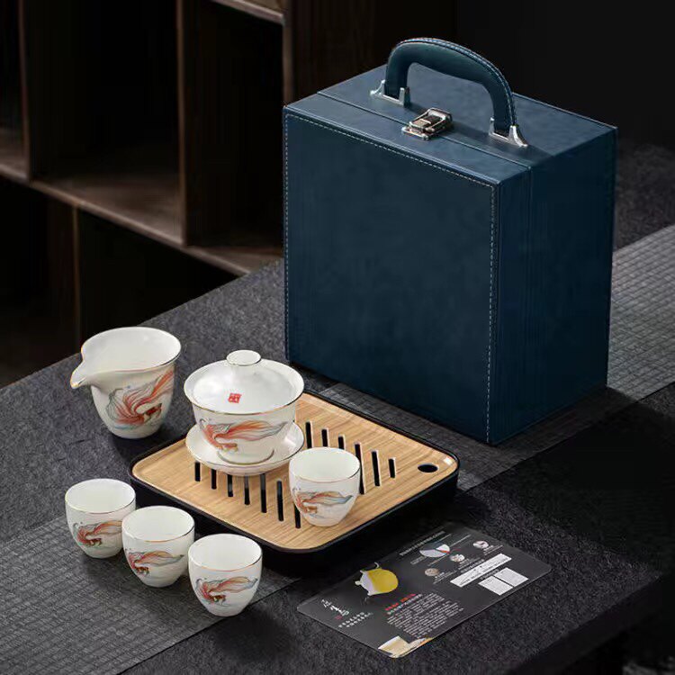 层水情景会话红外辐射一壶四杯带茶盘便携包功夫茶具旅行茶具套装