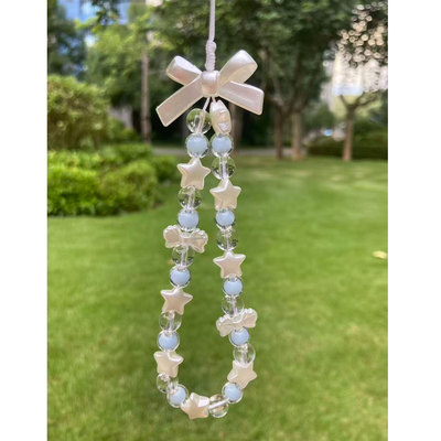 原创蝴蝶结星星蓝色手机链