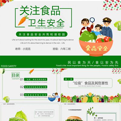 绿色简洁食品卫生安全PPT模板